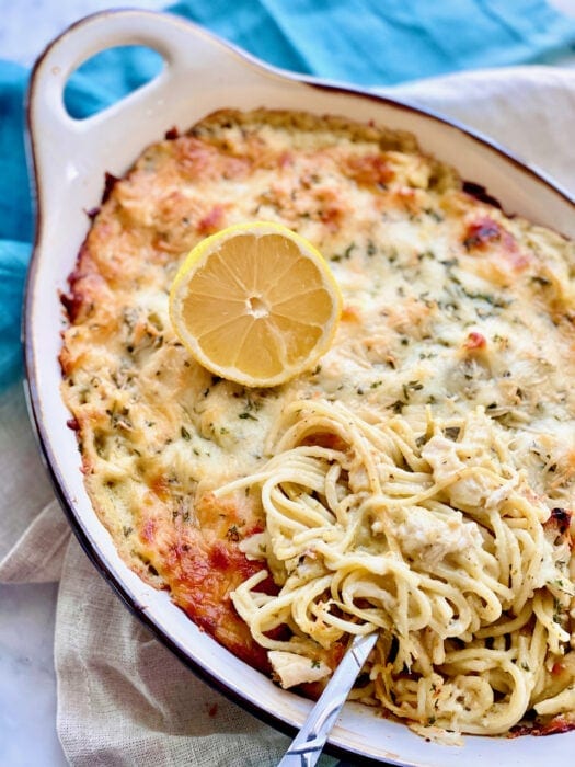 Creamy Lemon Chicken Spaghetti - Quiche My Grits