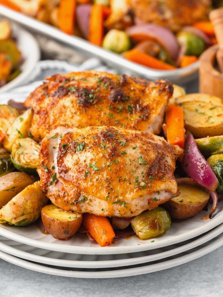 Chicken Thigh Tray Bake - Quiche My Grits